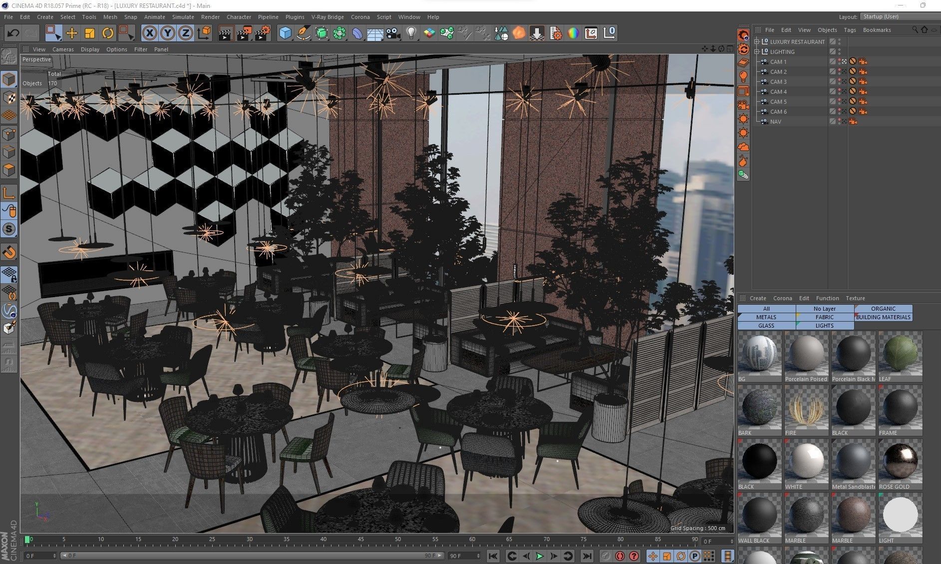 Corona - C4D Scene files - Luxury Restaurant Interior 3D model | CGTrader