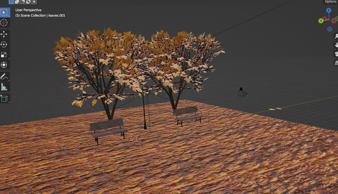 3D model Autumn Falling Leaves Project Blender VR / AR / low-poly ...