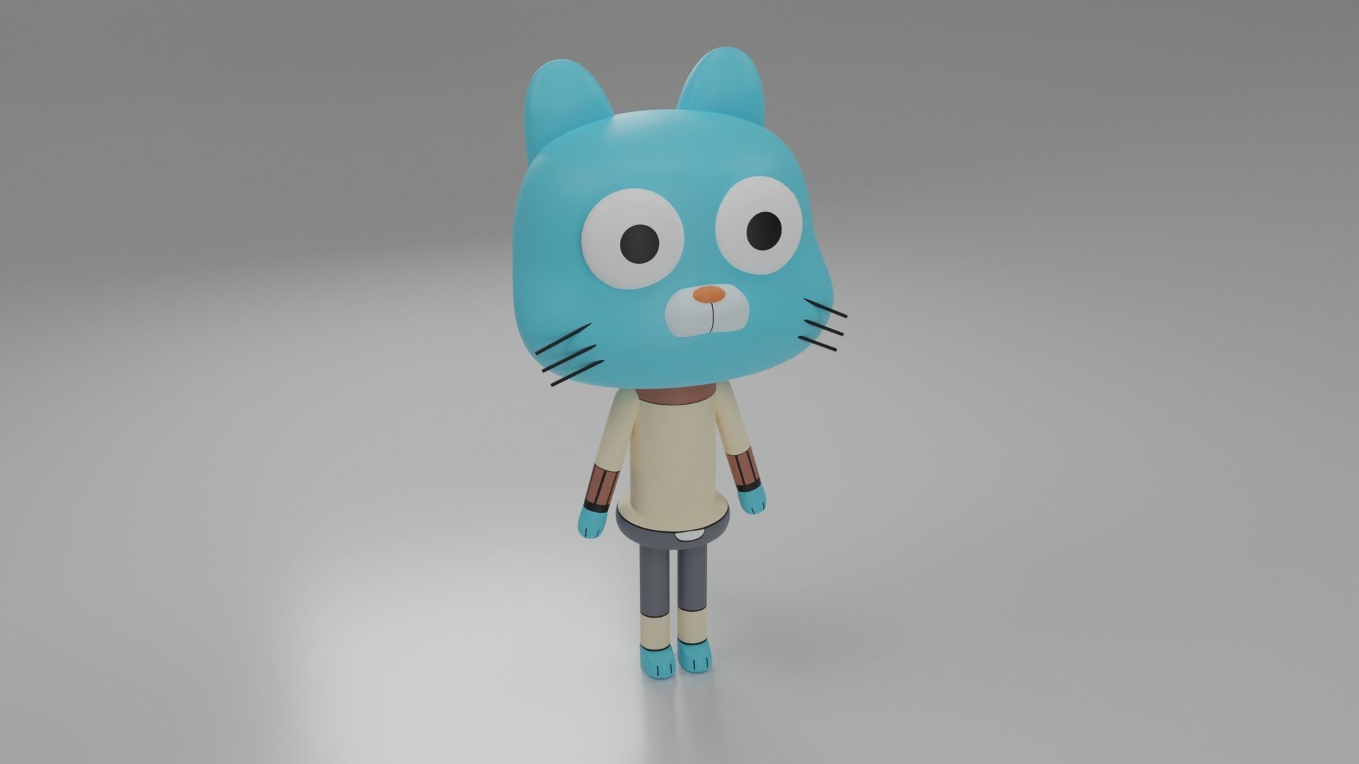 Gumball 3D Model cat with big eyes free VR / AR / low-poly 3D model ...
