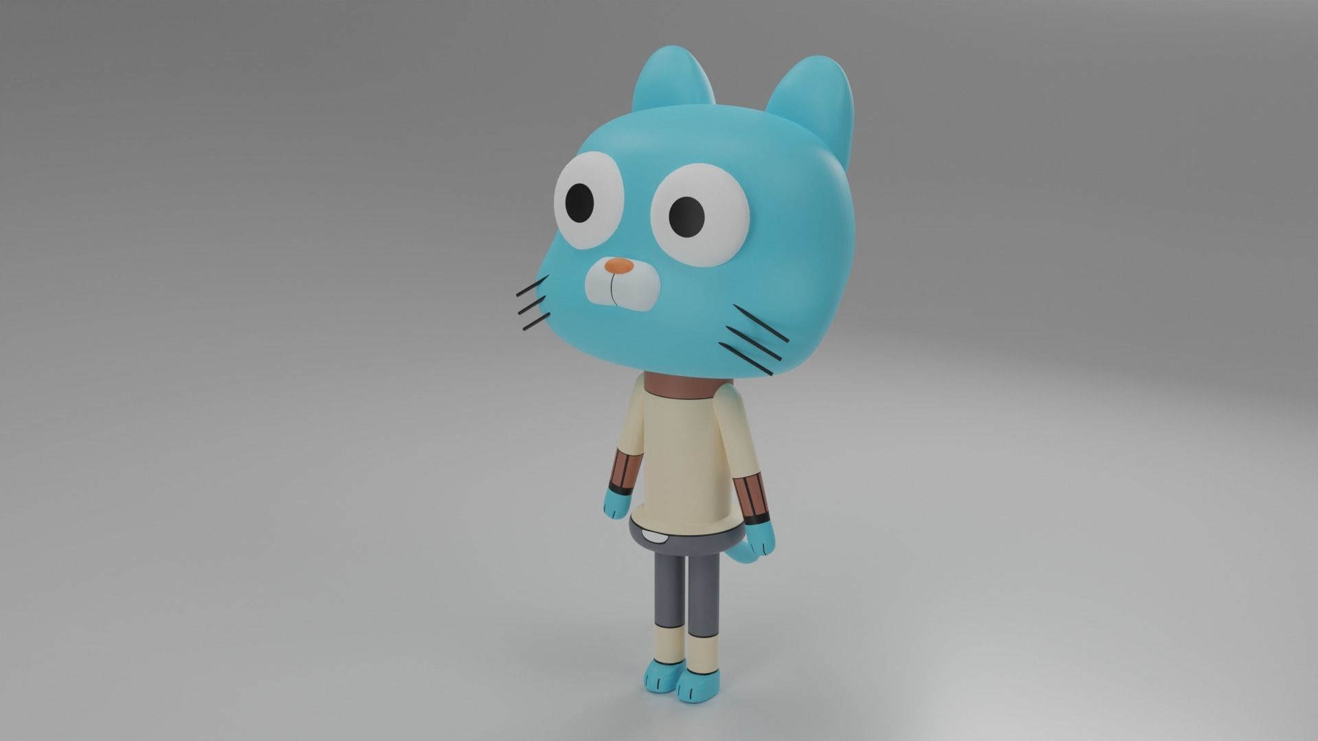 Gumball 3D Model cat with big eyes free VR / AR / low-poly 3D model ...