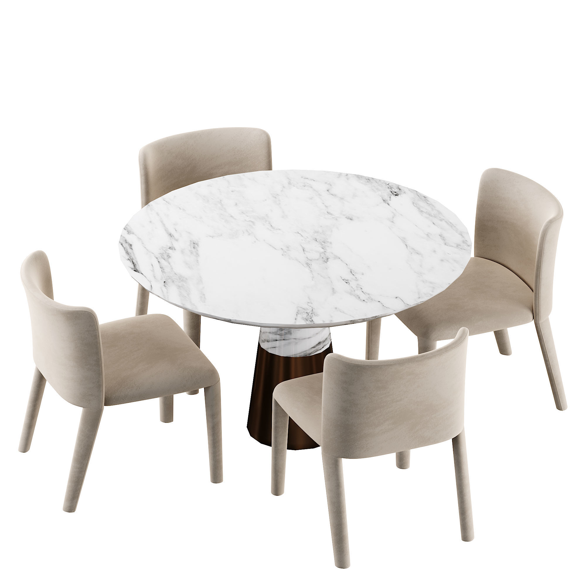 Potocco Lars dining table set 3D model | CGTrader
