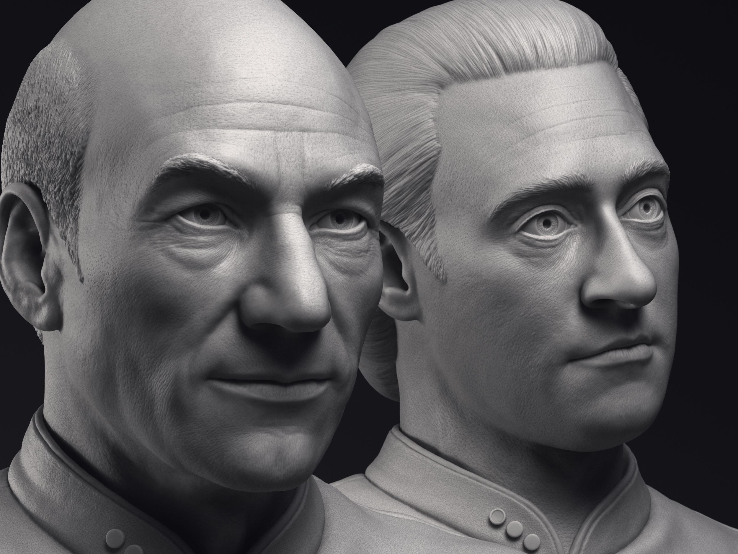 Picard and Data 3d printable bust collection | CGTrader