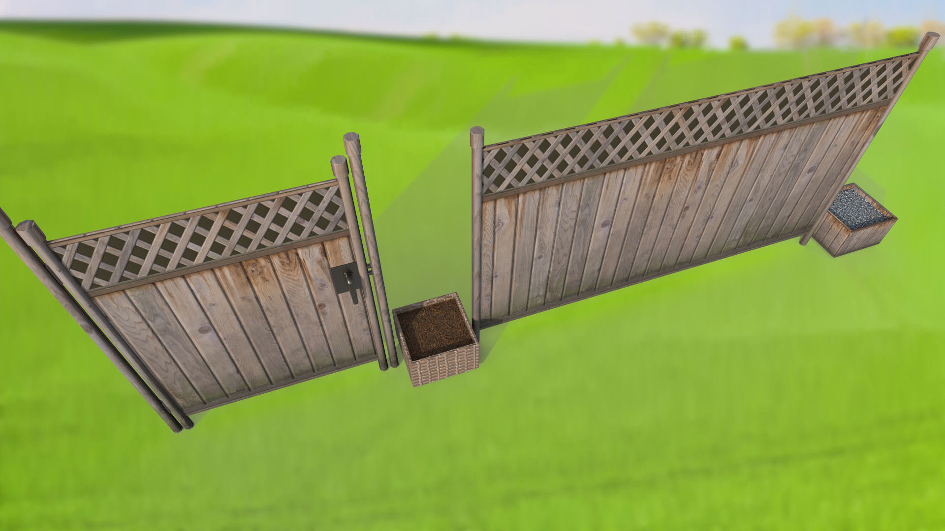 3D model Fence with a gate made of wood and weaving PBR low-poly VR ...