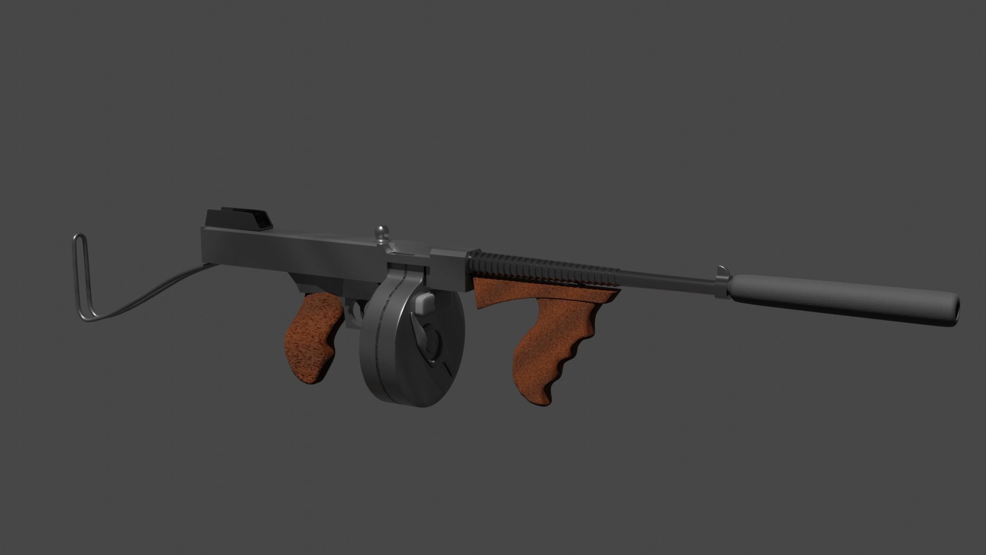 A simple model of a submachine gun Thompson free 3D model | CGTrader