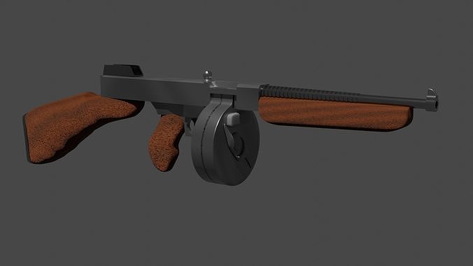 A simple model of a submachine gun Thompson free 3D model | CGTrader
