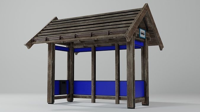3D model Wooden bus stop VR / AR / low-poly | CGTrader