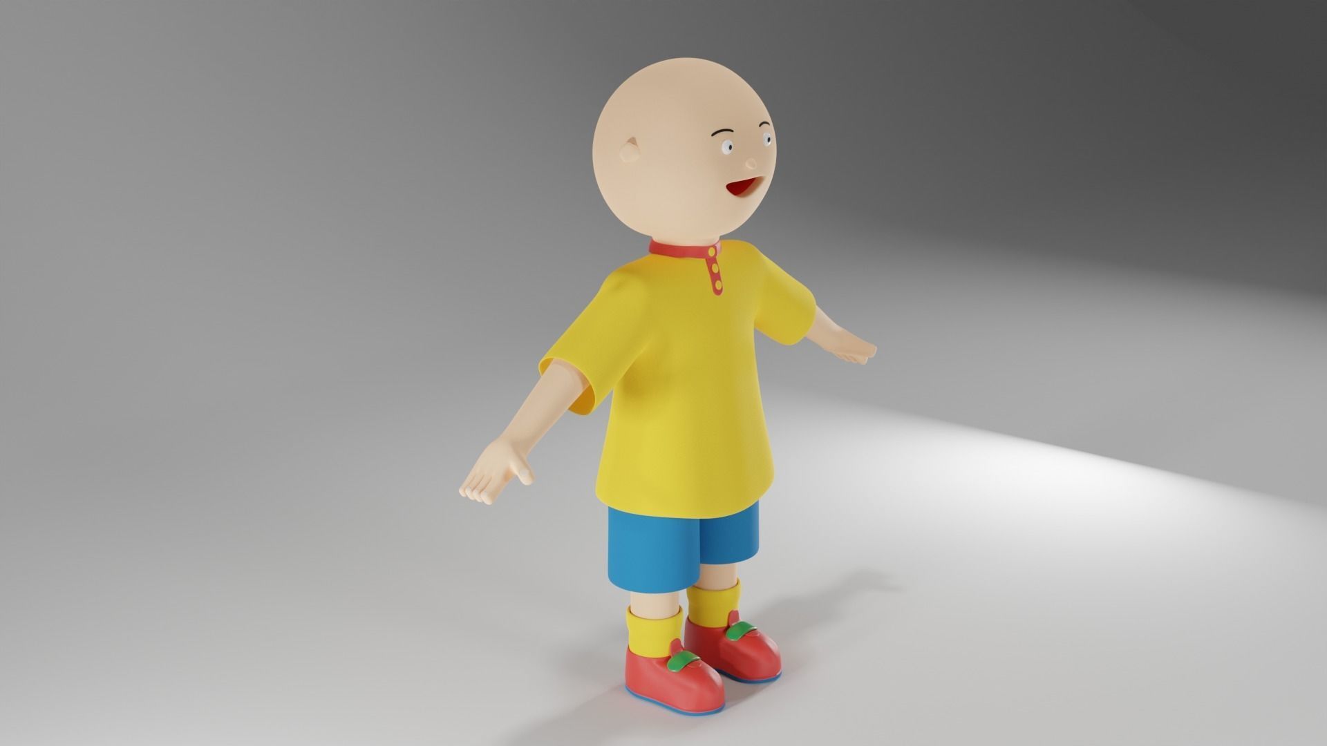 Caillou 3D Model cartoon boy in shirt and shorts free VR / AR / low ...