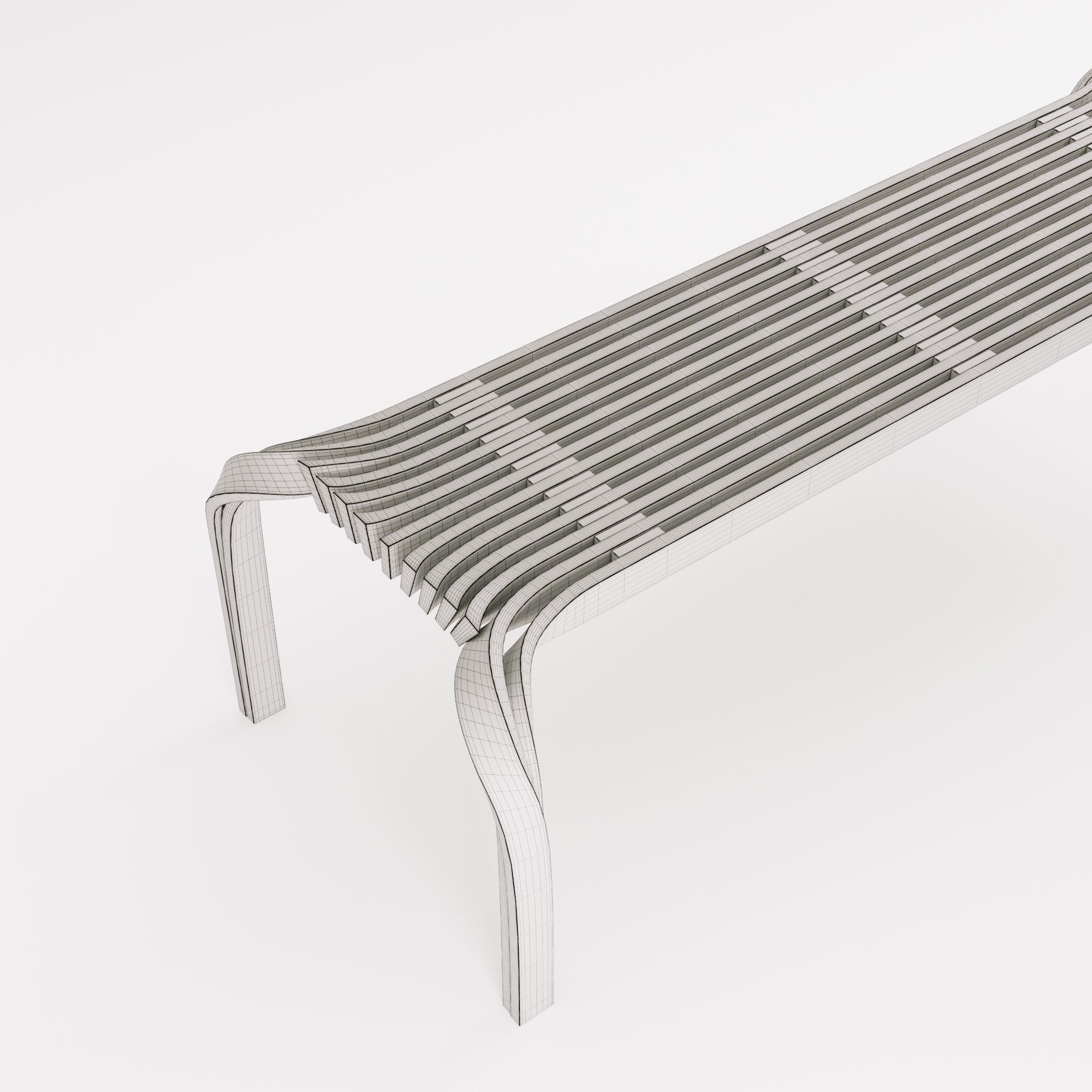 Custom Steam Curved Bench 3D model | CGTrader