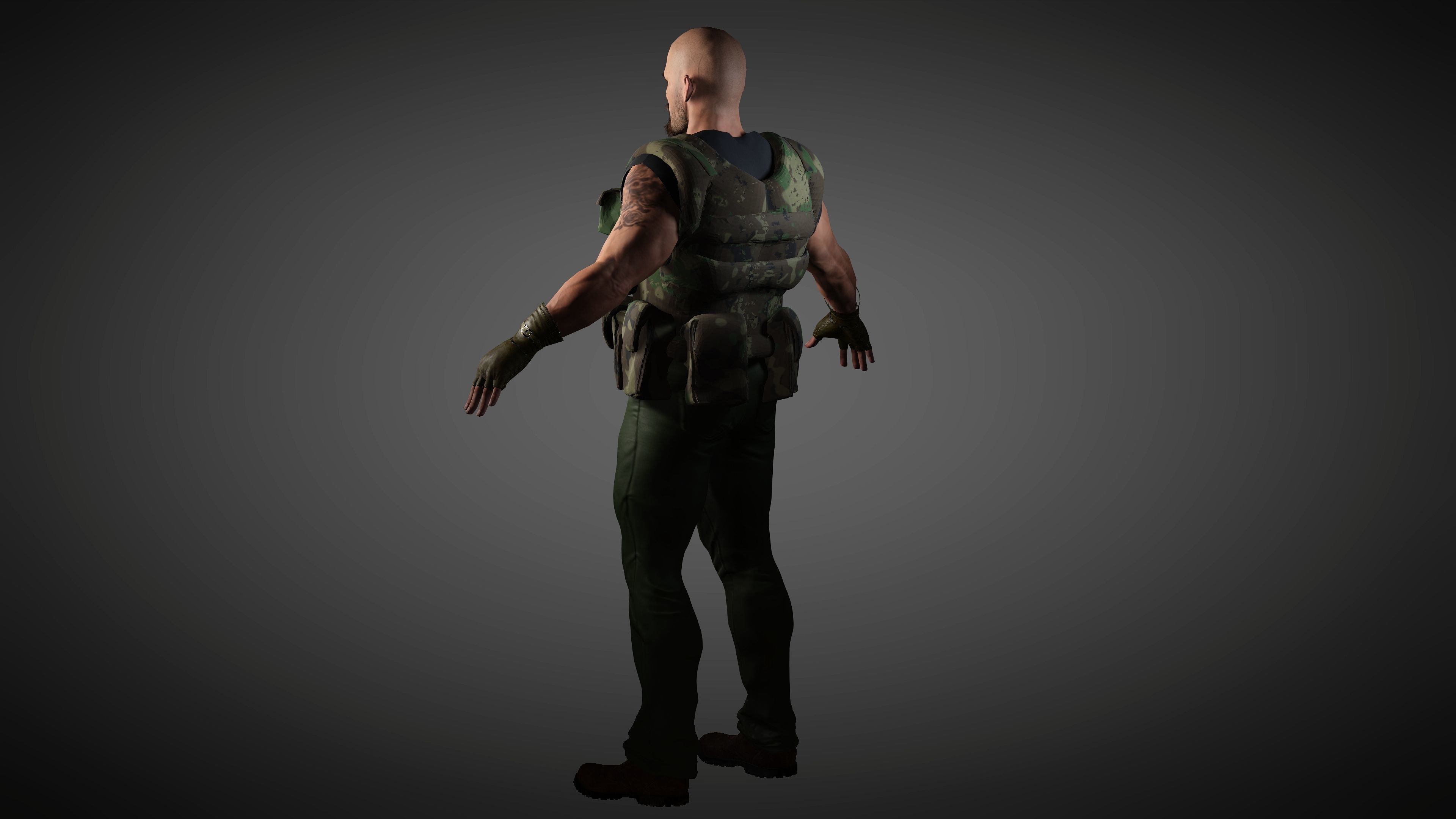 3D model The Mercenary man in camouflage outfit VR / AR / low-poly ...