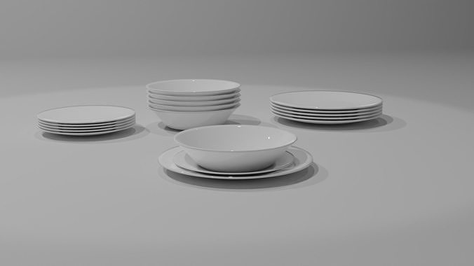 Plate set for kitchen free VR / AR / low-poly 3D model | CGTrader