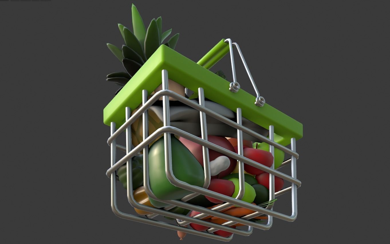 Cartoon Shopping Basket 3D model | CGTrader