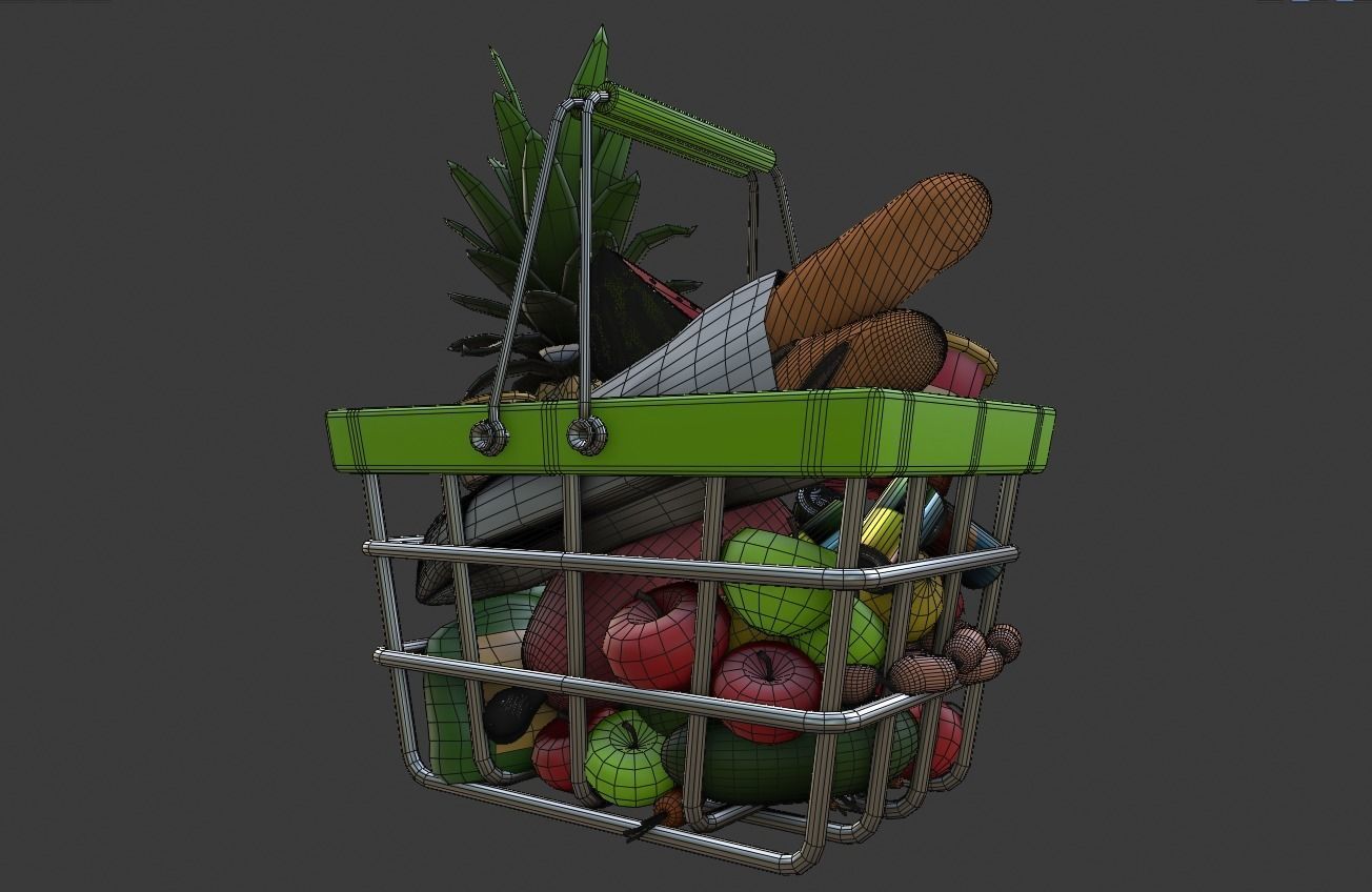 Cartoon Shopping Basket 3D model | CGTrader
