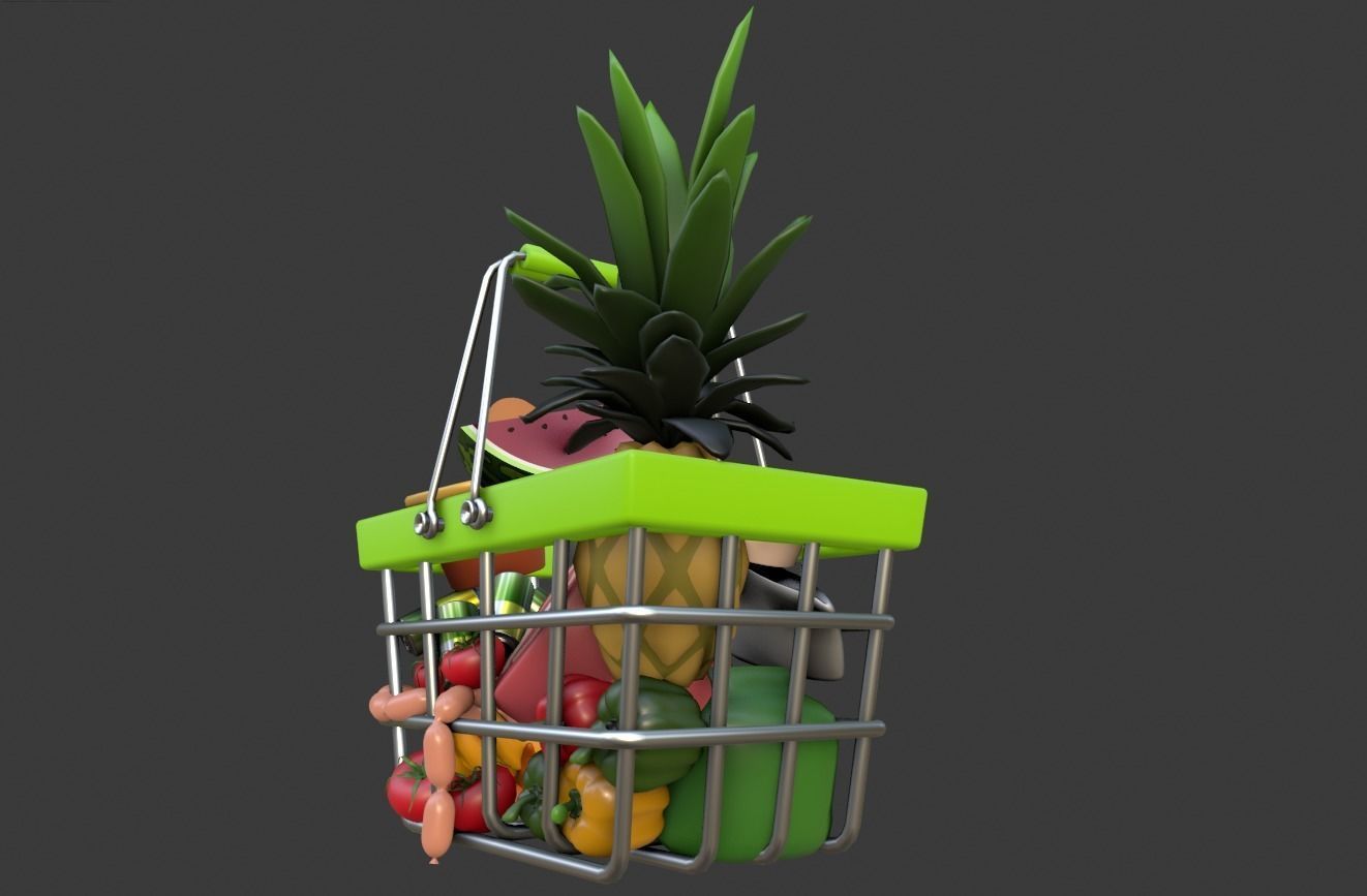 Cartoon Shopping Basket 3D model | CGTrader