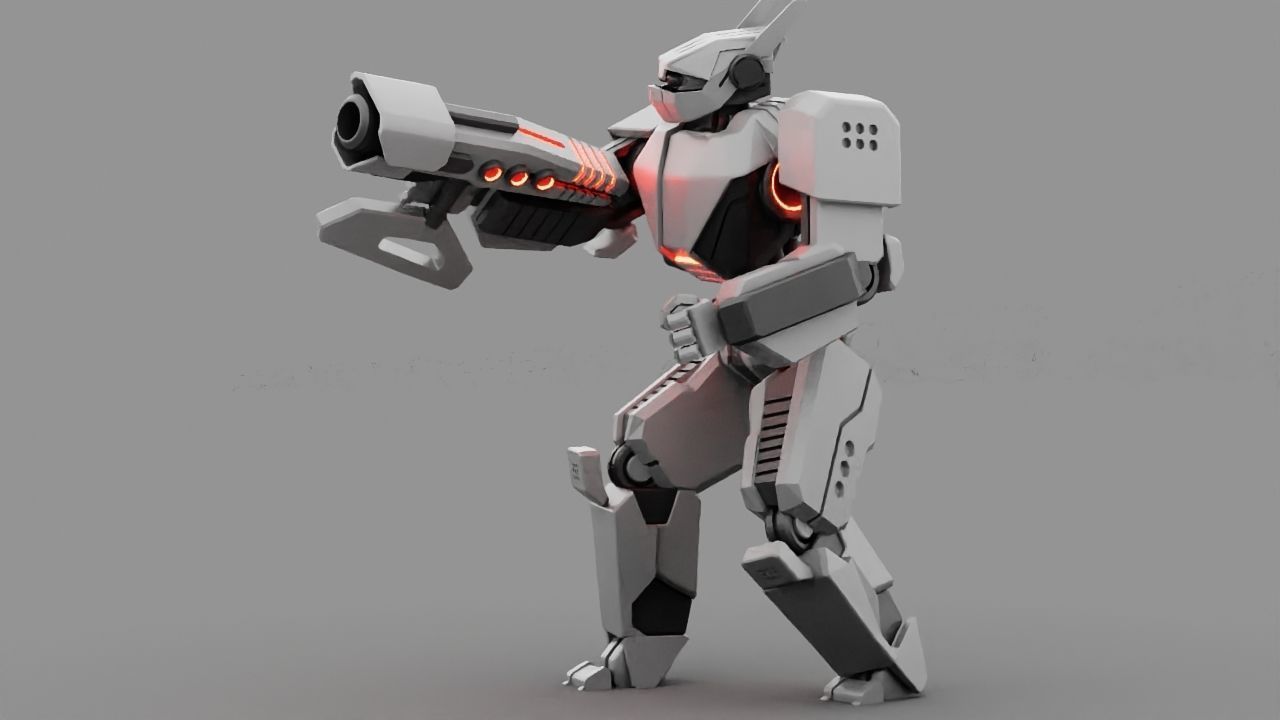 Fighter robot rigged - animated character 3D model animated rigged ...