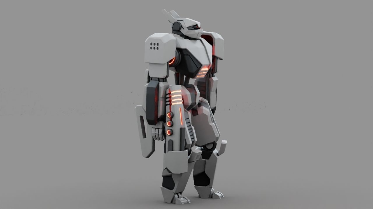 Fighter robot rigged - animated character 3D model animated rigged ...