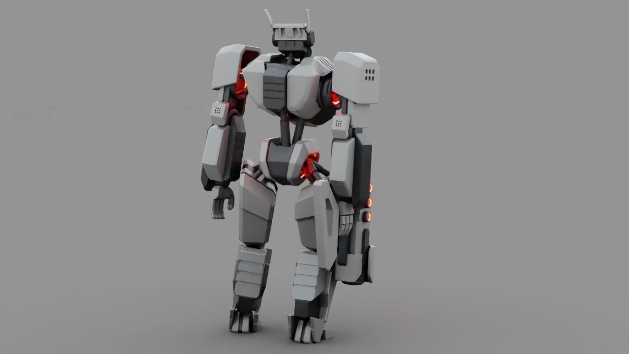 Fighter robot rigged - animated character 3D model animated rigged ...