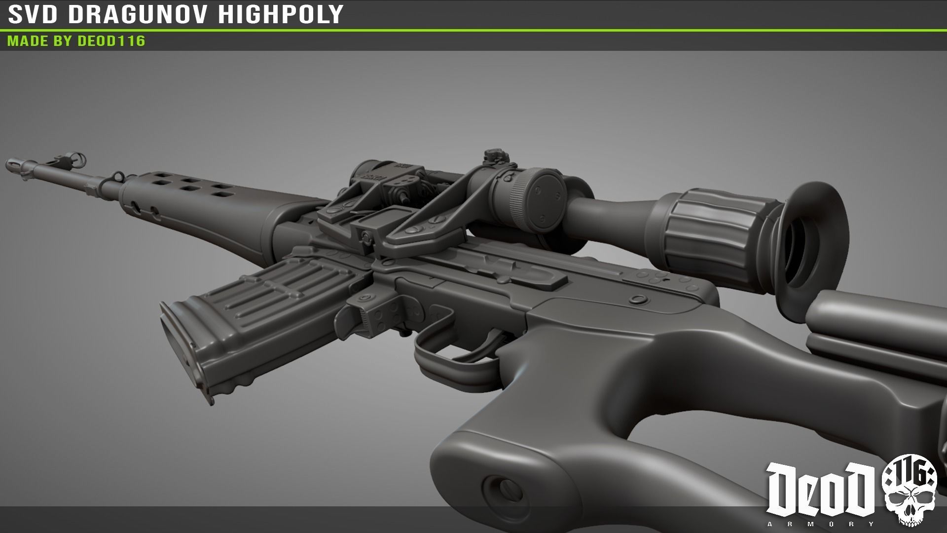 SVD Highpoly model sdvdragonov high - power rifle 3D model | CGTrader