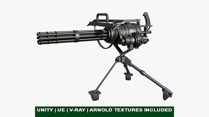 3D model M134 Minigun PBR Unity UE Arnold V-Ray Textures Included VR / AR / low-poly | CGTrader