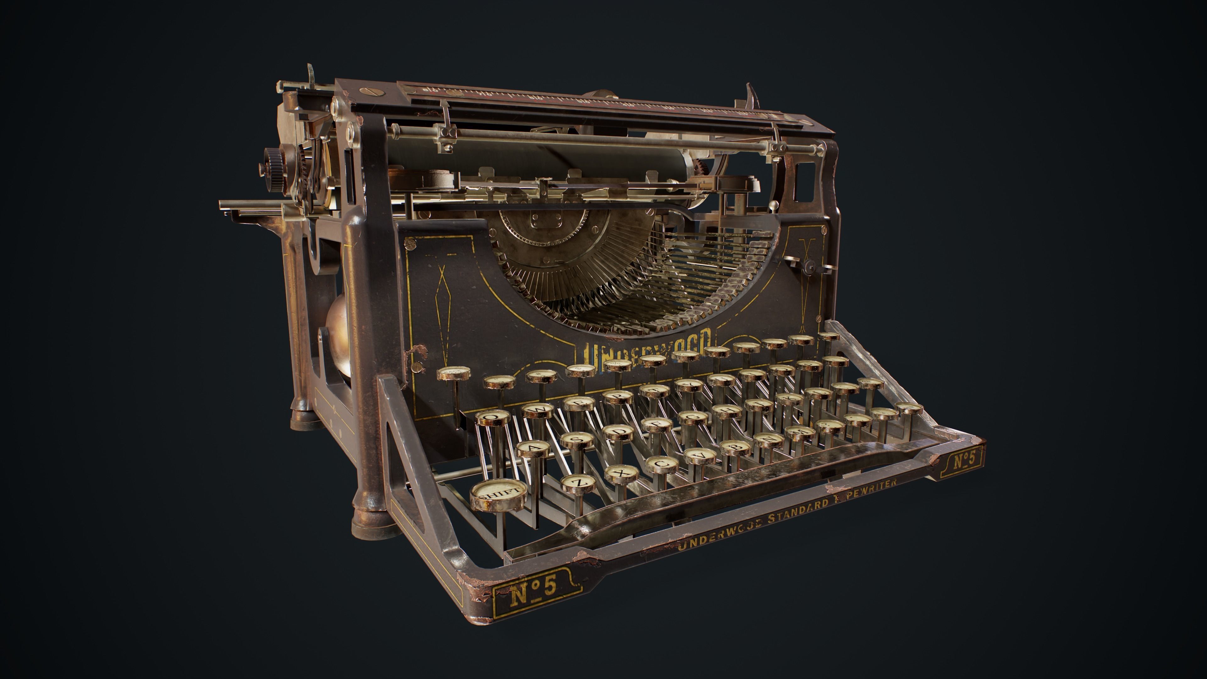 3D model Underwood Typewriter VR / AR / low-poly | CGTrader