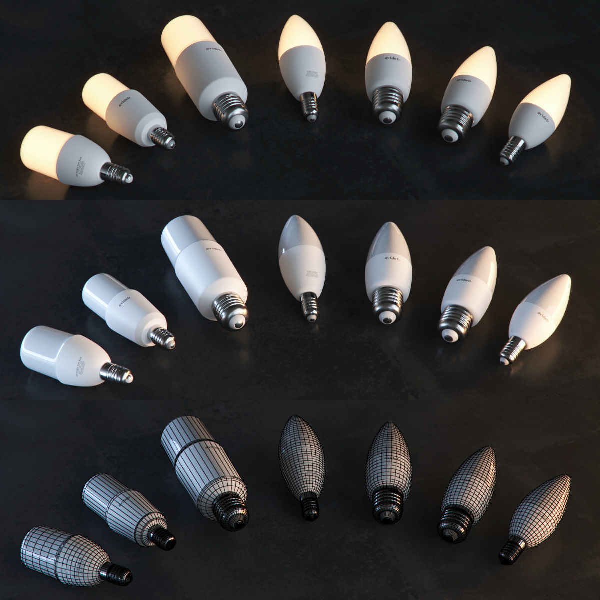 LED Bulb Lamps Set Avid Lighting free 3D model | CGTrader