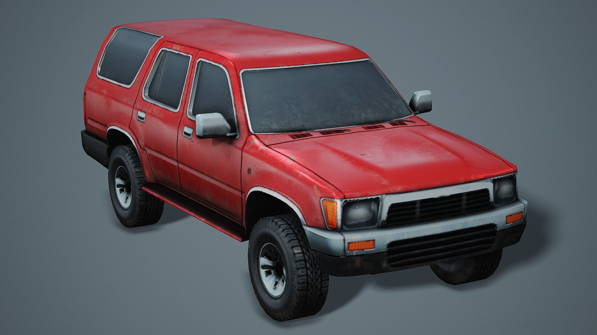3D model Old SUV Car -Red- - Low Poly Mobile Ready VR / AR / low-poly ...