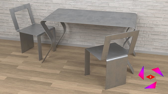 Metal table for the kitchen free 3D model | CGTrader