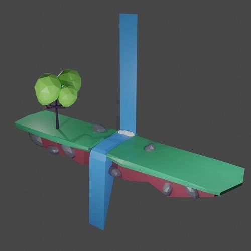 3D model Waterfall bridge with tree VR / AR / low-poly | CGTrader