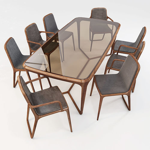 Ceccotti Collezioni Obi Table and Otto Chair - Dining Set 3D model ...