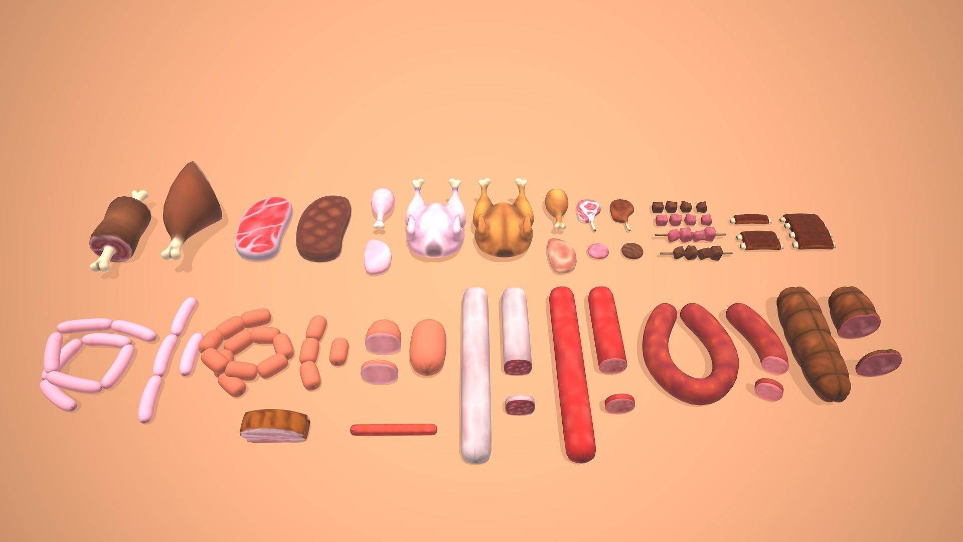 3D model Meat - Stylized Food Pack VR / AR / low-poly | CGTrader