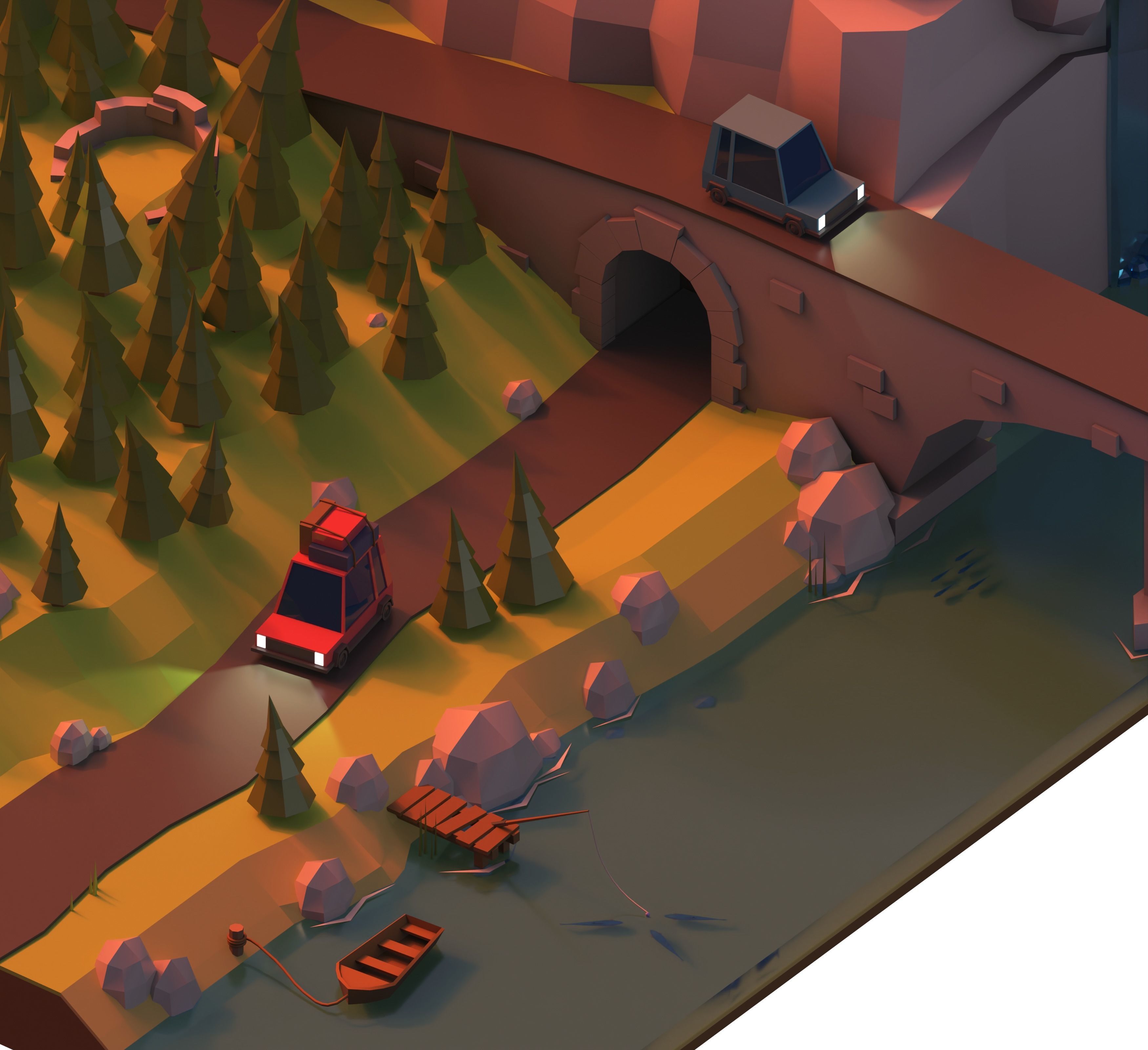 3D model Isometric Camping Environment - Low poly VR / AR / low-poly ...
