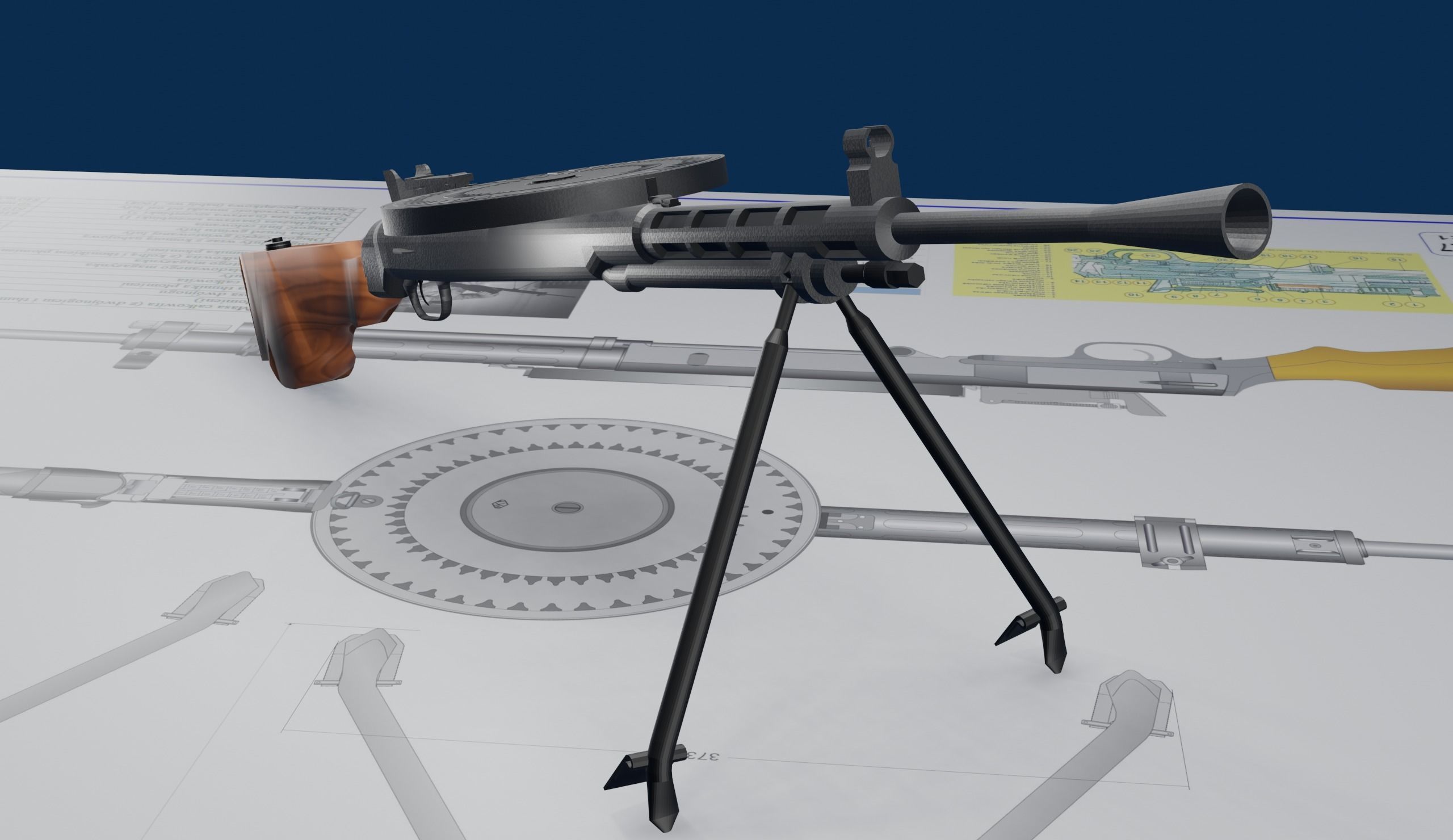 3D model Machine Gun DP-27 VR / AR / low-poly | CGTrader
