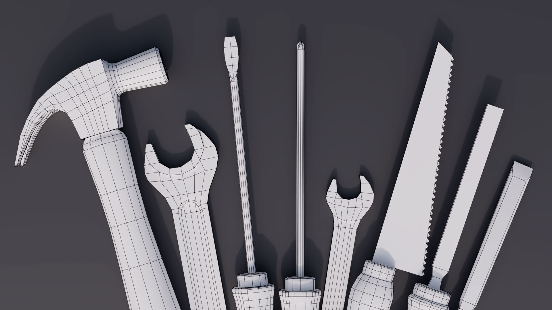 3D model Old woodwork tools Low-Poly 3d models VR / AR / low-poly ...