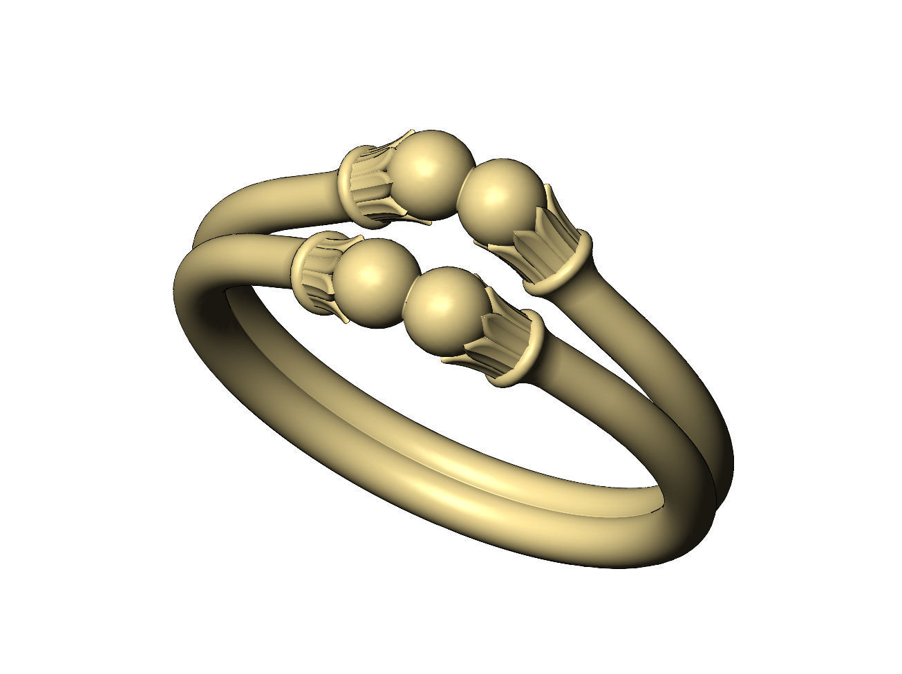 Lotus leaves bead ends wire ring US sizes 5to9 3D model 3D printable ...