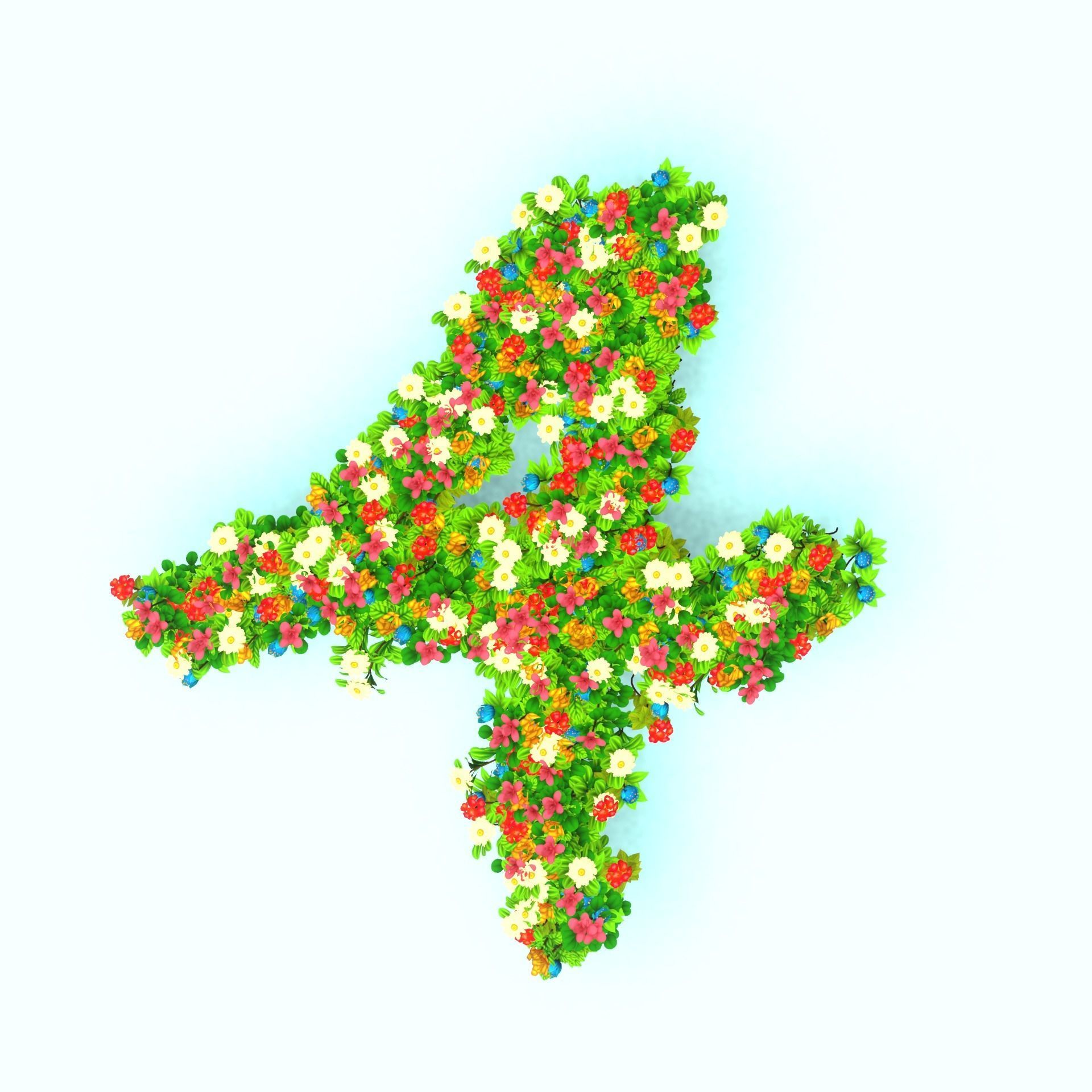NUMBERS 1 2 3 4 5 number one made of flowers 3D model | CGTrader