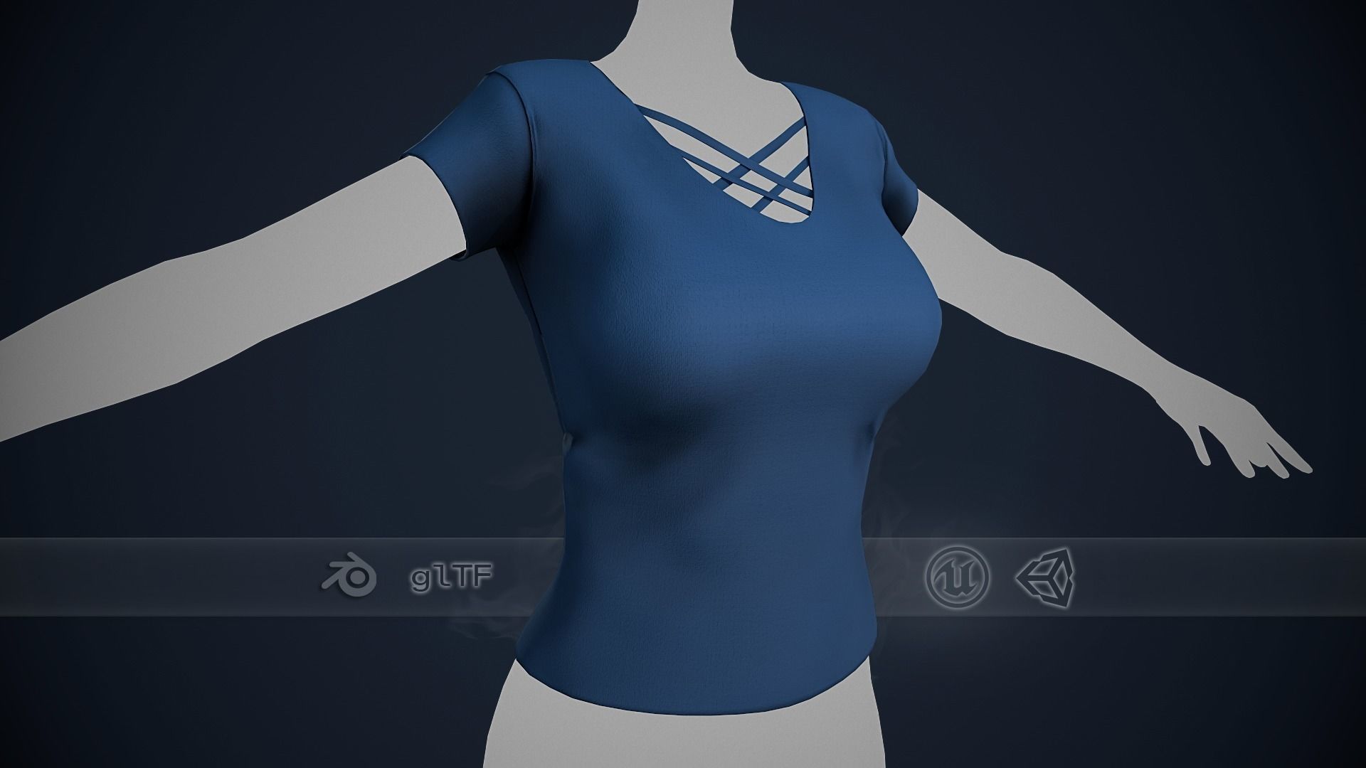 3D model Female Blue T-Shirt Style 1 VR / AR / low-poly | CGTrader