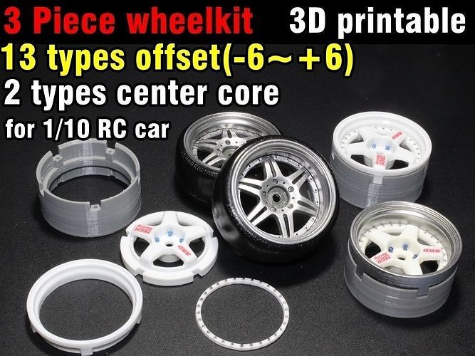 3d printable 3 piece wheel kit 3D model 3D printable | CGTrader