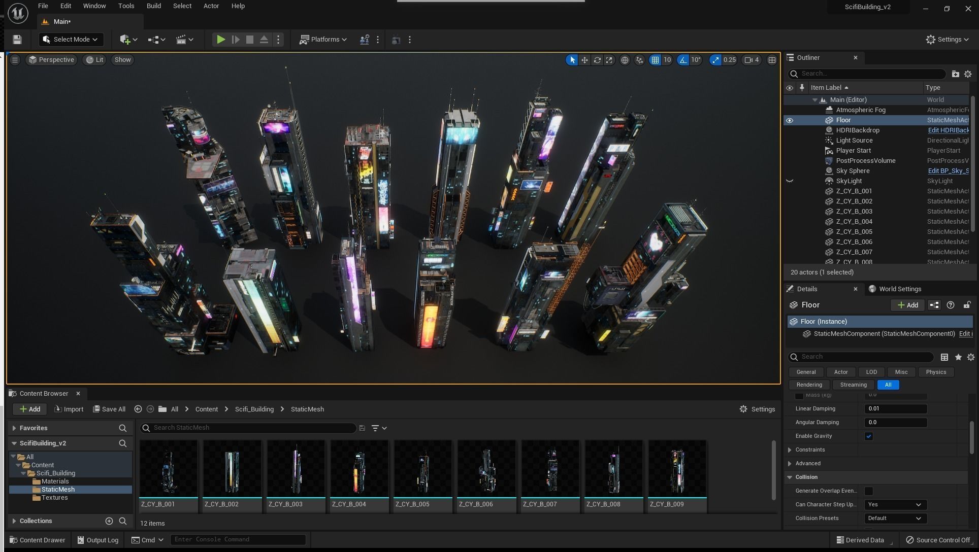 Scifi building Cyberpunk Futuristic building Kitbash Bundle 3D model ...