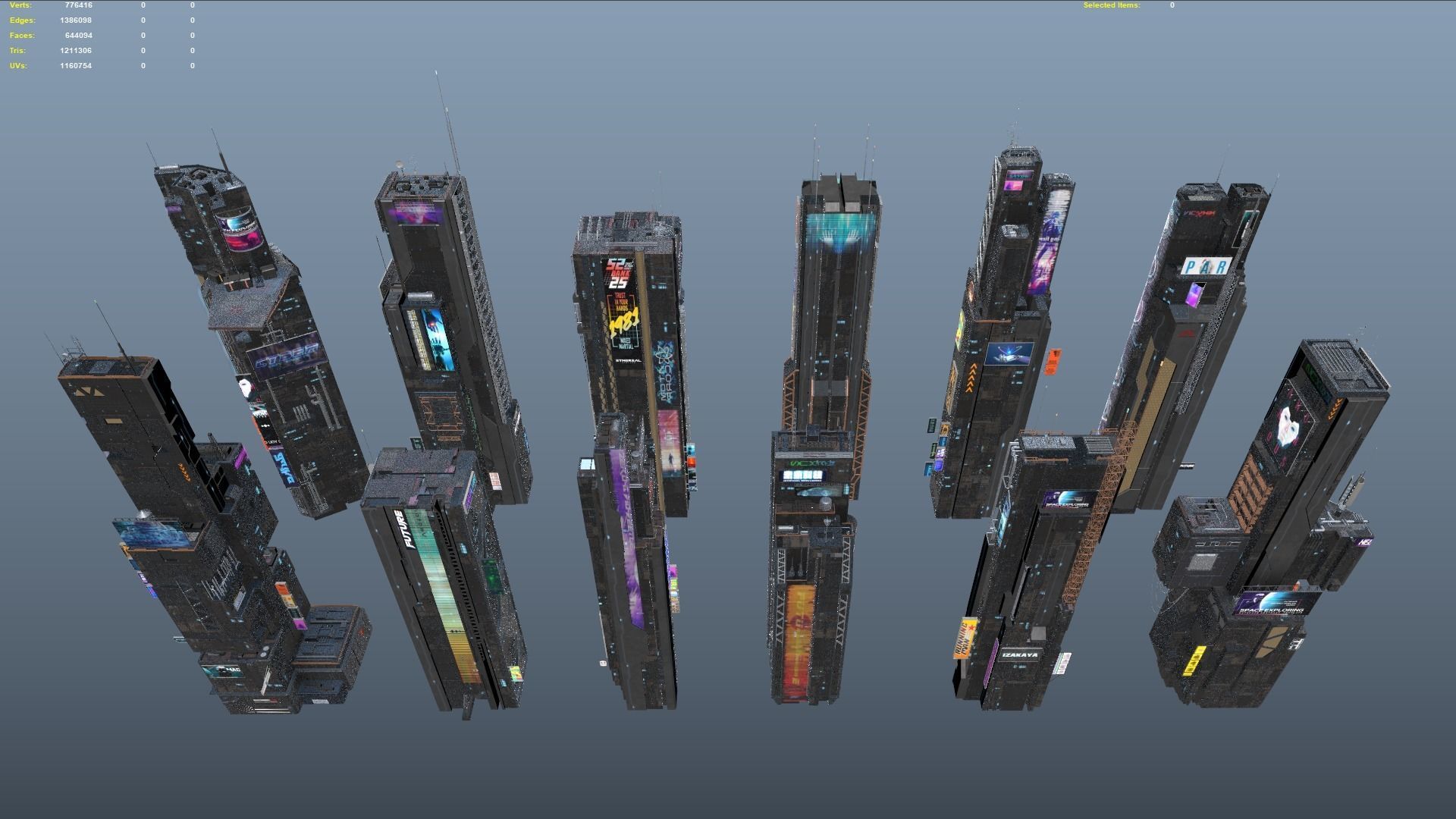 Scifi building Cyberpunk Futuristic building Kitbash Bundle 3D model ...