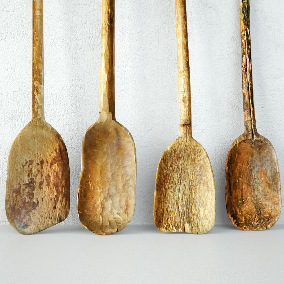 Set of Four Old Nepal Rice Shovels 3D model | CGTrader