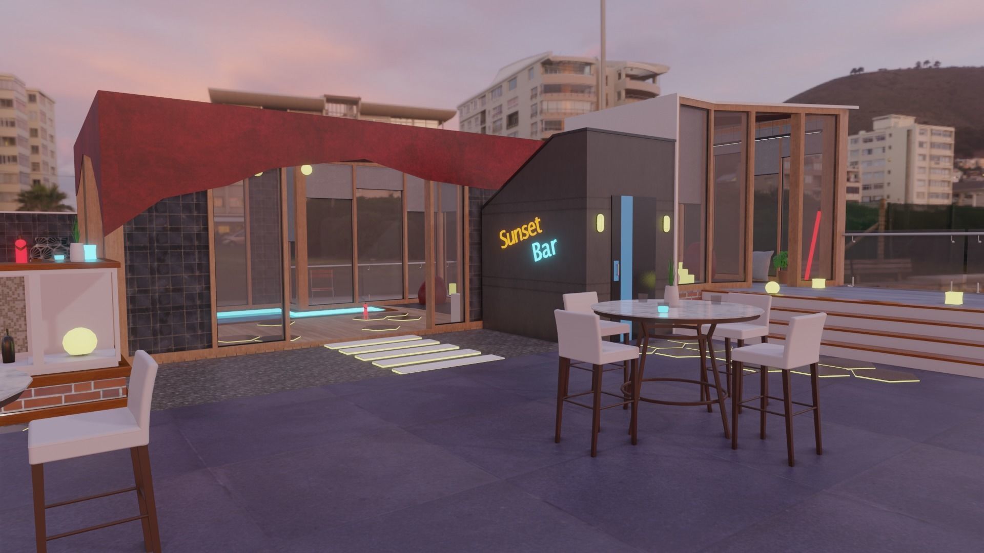 3D model Metaverse Rooftop Bar VR / AR / low-poly | CGTrader