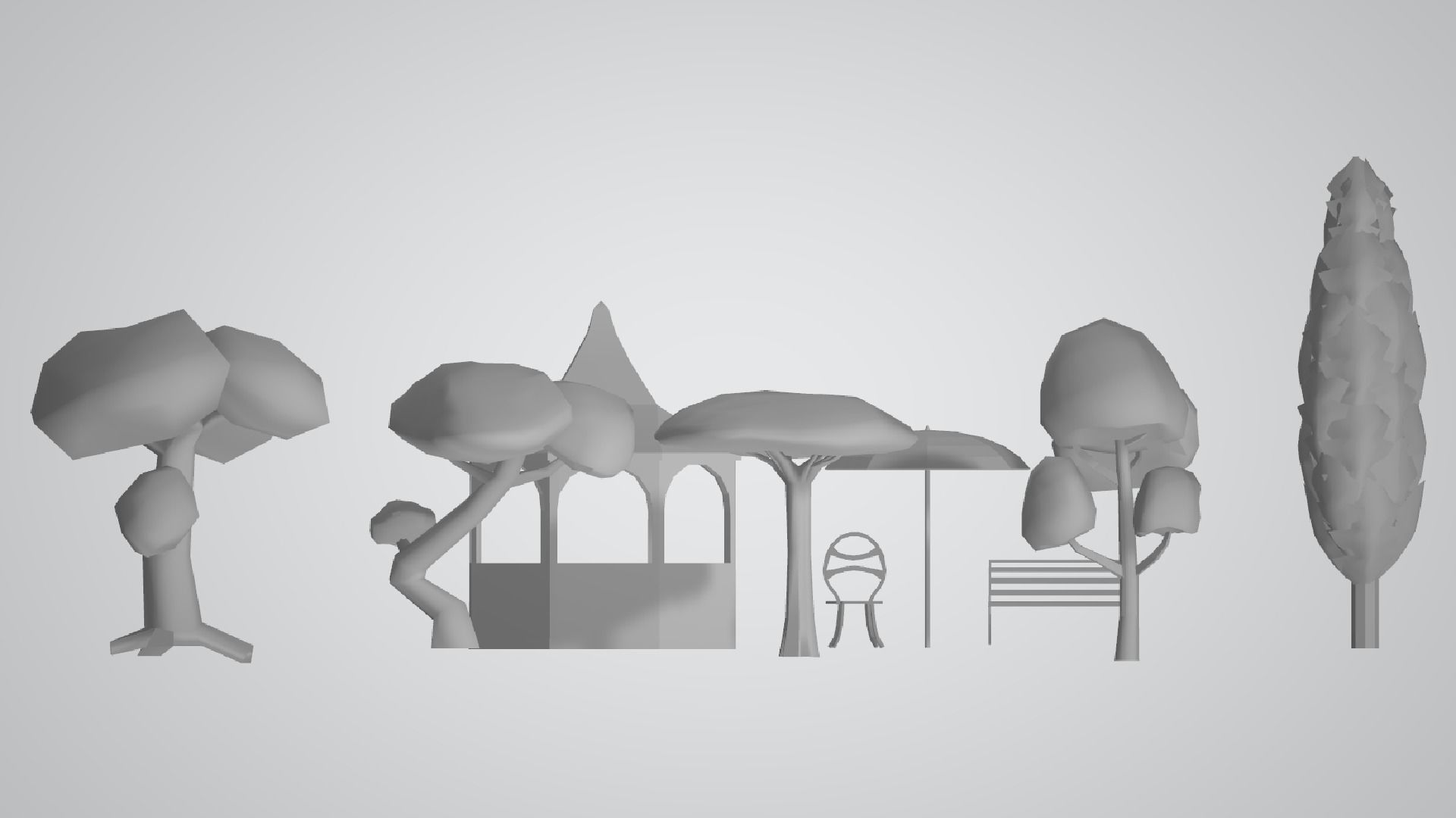 3D model Low Poly Trees and garden objects VR / AR / low-poly | CGTrader