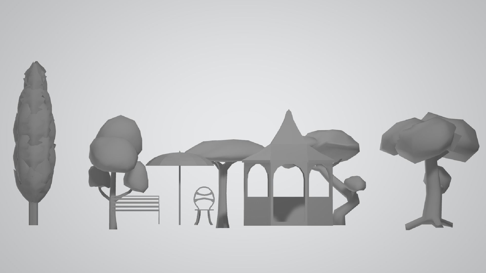 3D model Low Poly Trees and garden objects VR / AR / low-poly | CGTrader