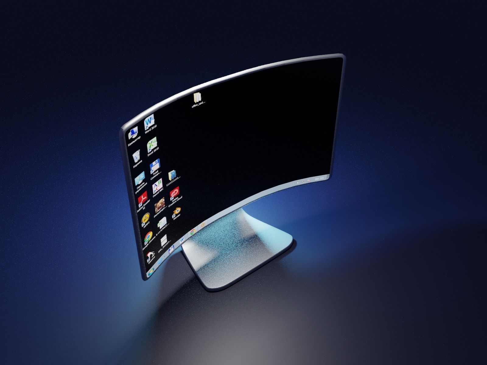 computer curved monitor free 3D model | CGTrader