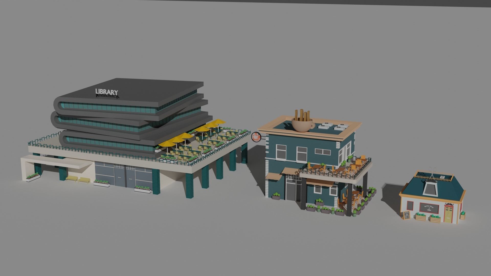 Low Poly Set of Three 3D Model Collection | CGTrader