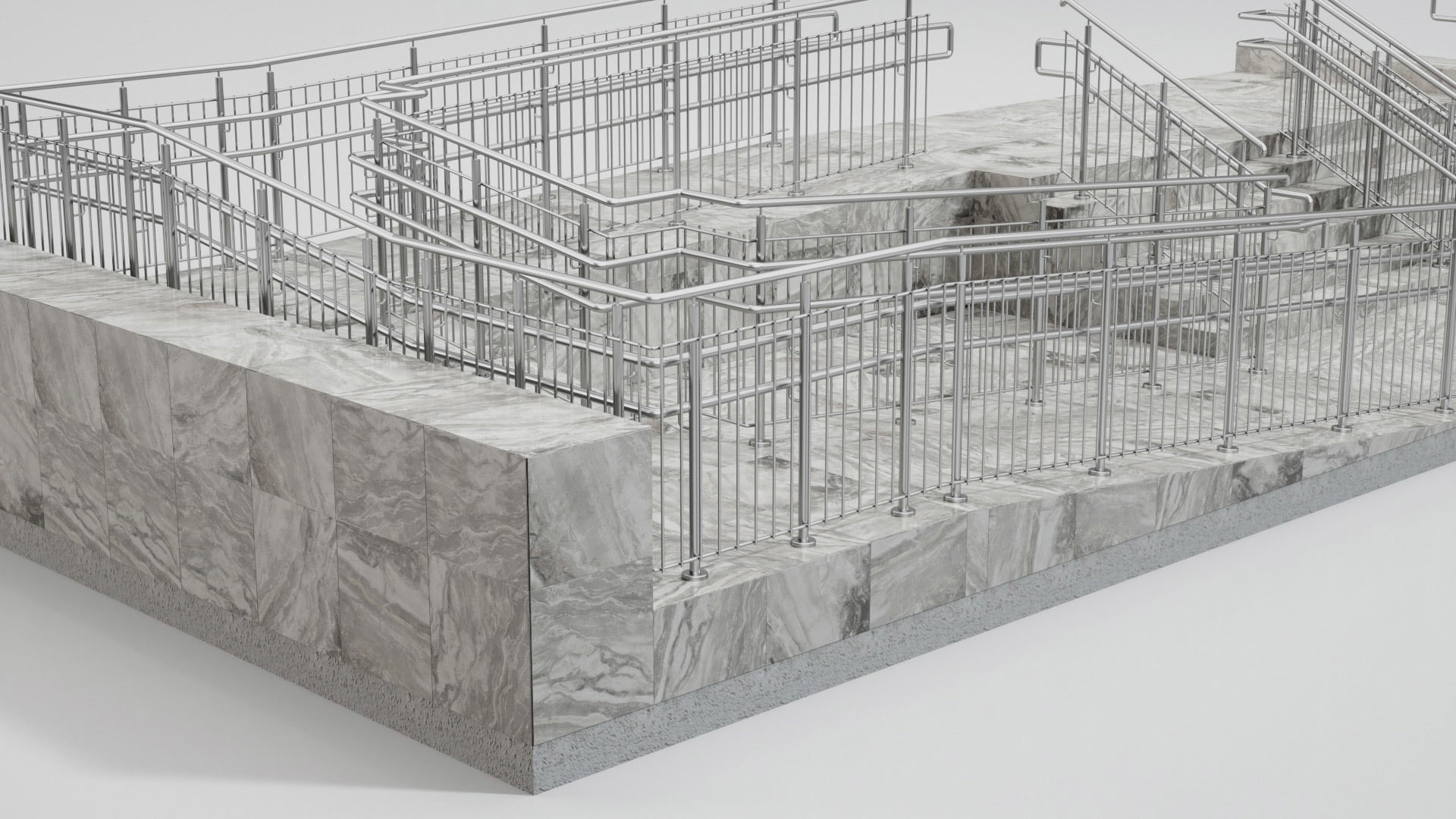 Stairs with ramp 3D model | CGTrader