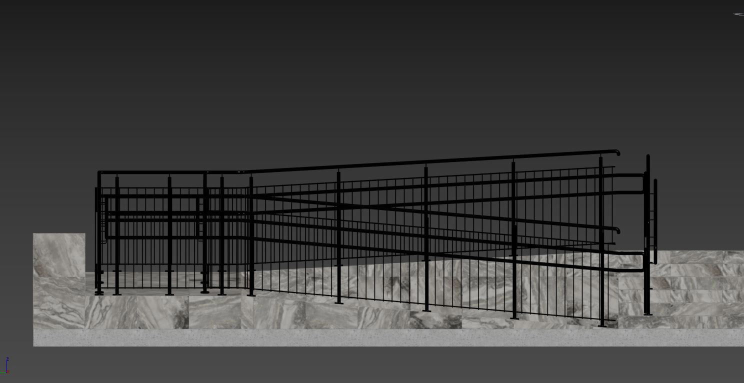 Stairs with ramp 3D model | CGTrader