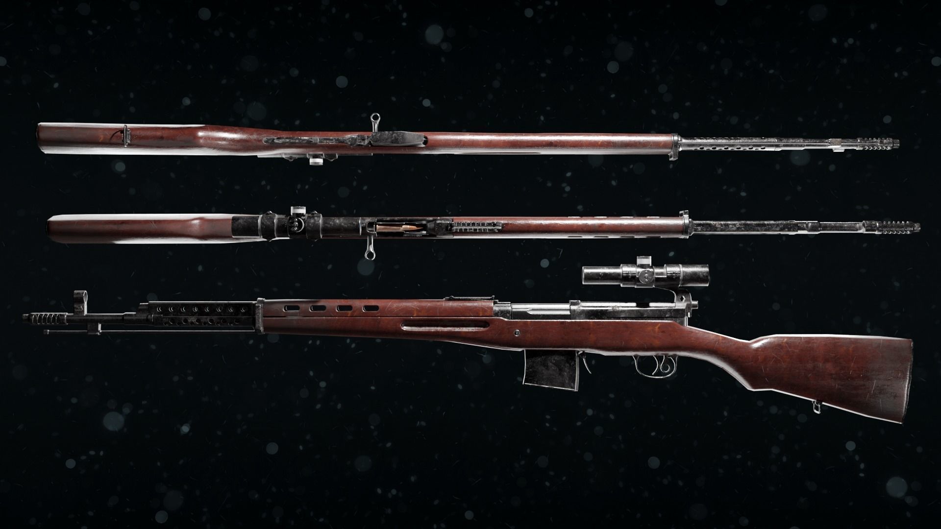 3D model svt-40 sniper rifle in call of duty ops VR / AR / low-poly ...