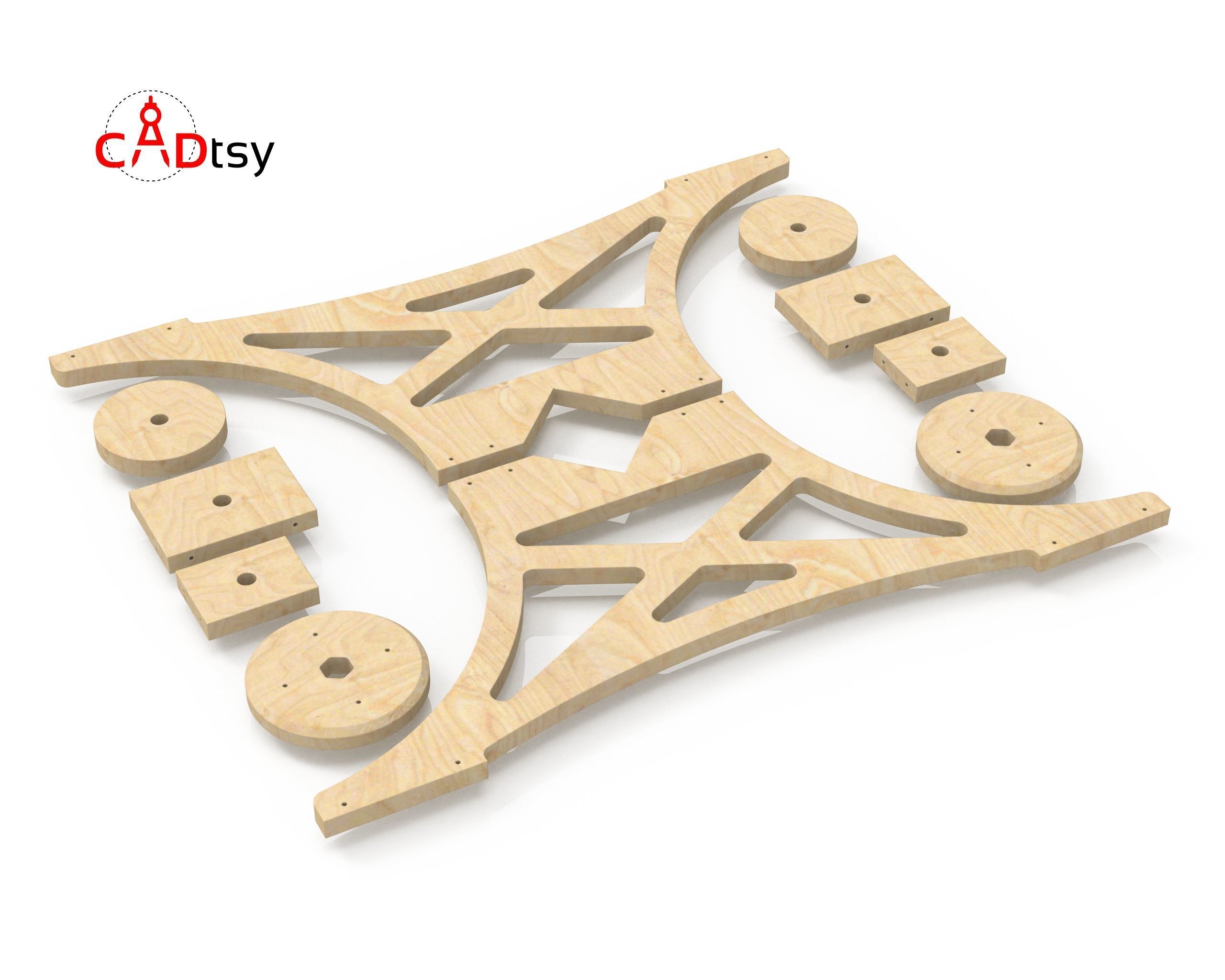 Table DXF CNC Vector Plans for Wooden Industrial Style Table Leg 3D ...