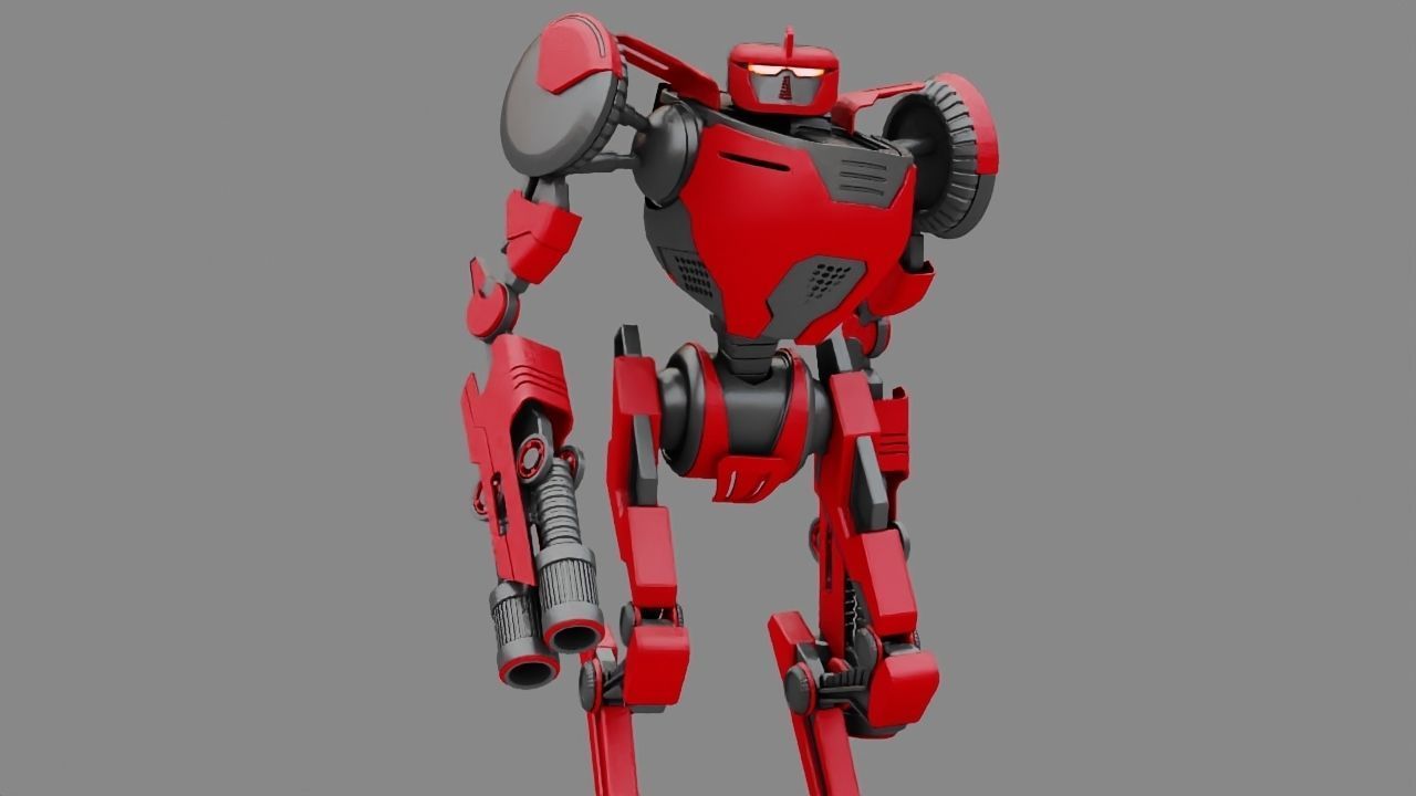 Combat Android rigged- animated character 3D model animated rigged ...