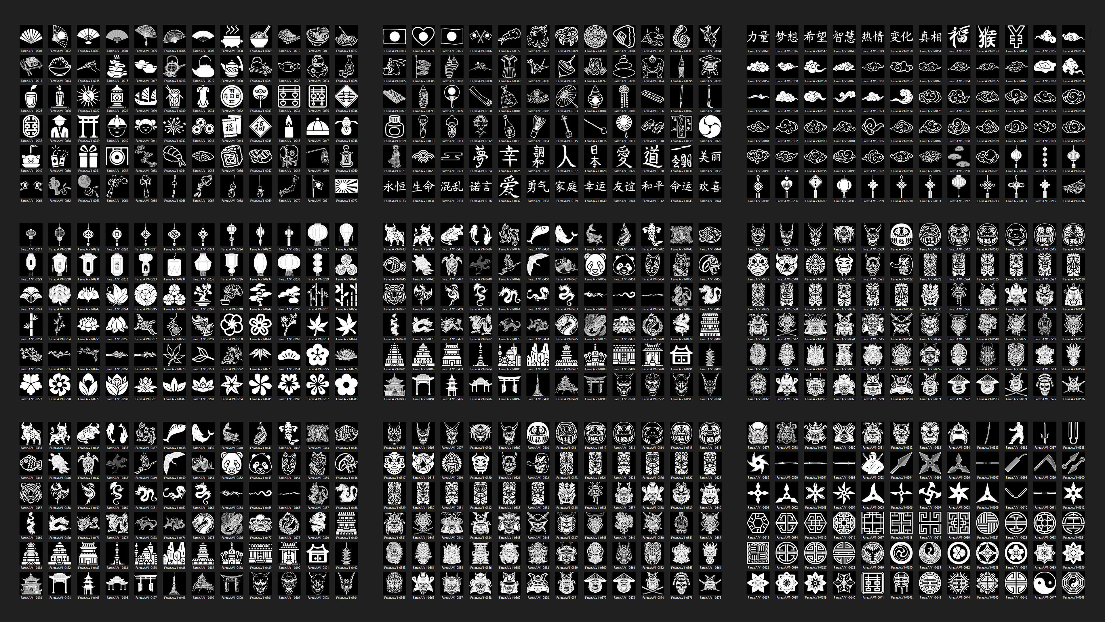 1300 asian element symbol and pattern alpha 3D model | CGTrader